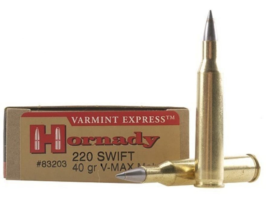 Hornady Varmint Express Ammo 220 Swift 40 Grain V-Max Moly Box of 20