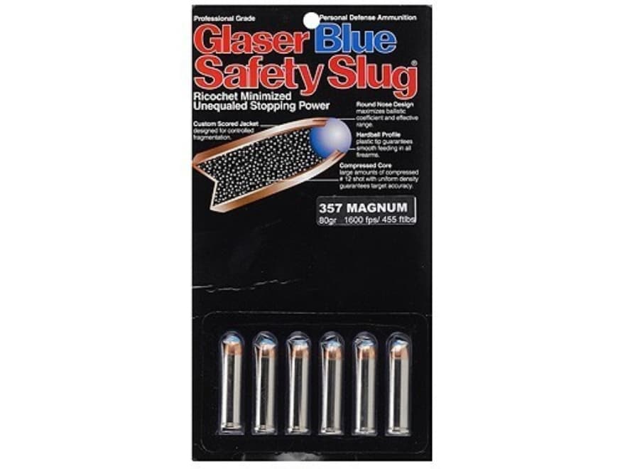 Glaser Silver Safety Slug Ammo 38 Special +P 80 Grain Safety Slug 6PK