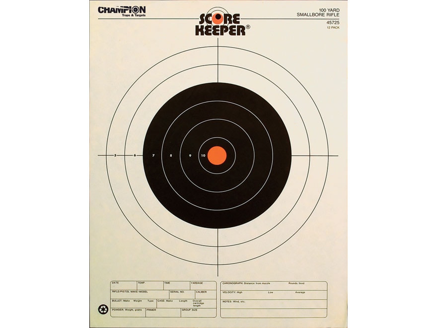 Champion Score Keeper 100 Yard Small Bore Rifle Targets 14 x 18 Paper