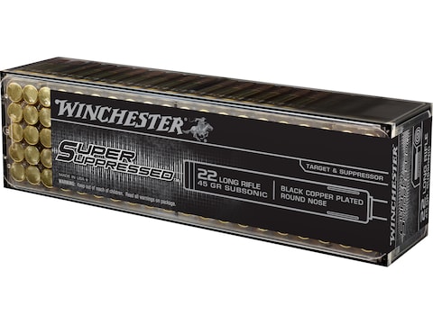 Winchester Super Suppressed Ammo 22 Long Rifle Subsonic 45 Grain Lead