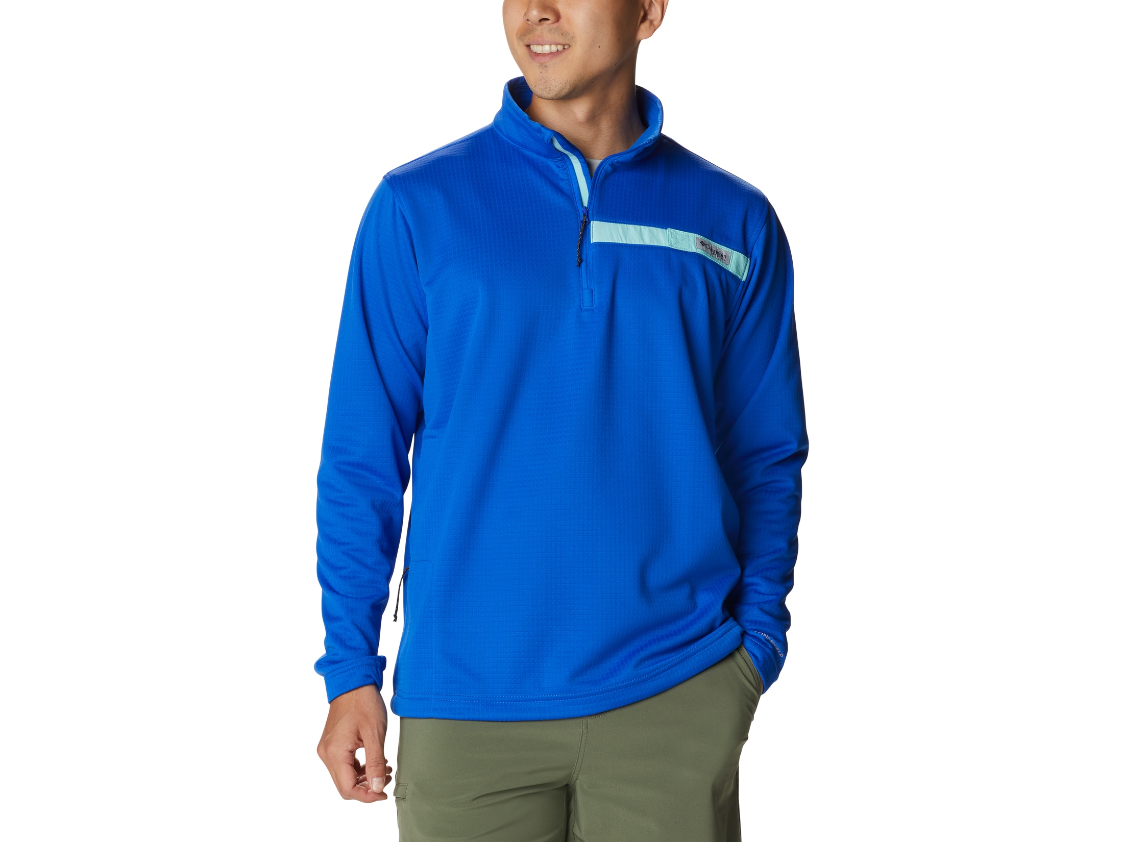 Columbia Men's PFG Skiff Guide Fleece 1/4 Zip Blue Macaw/Gulf Stream