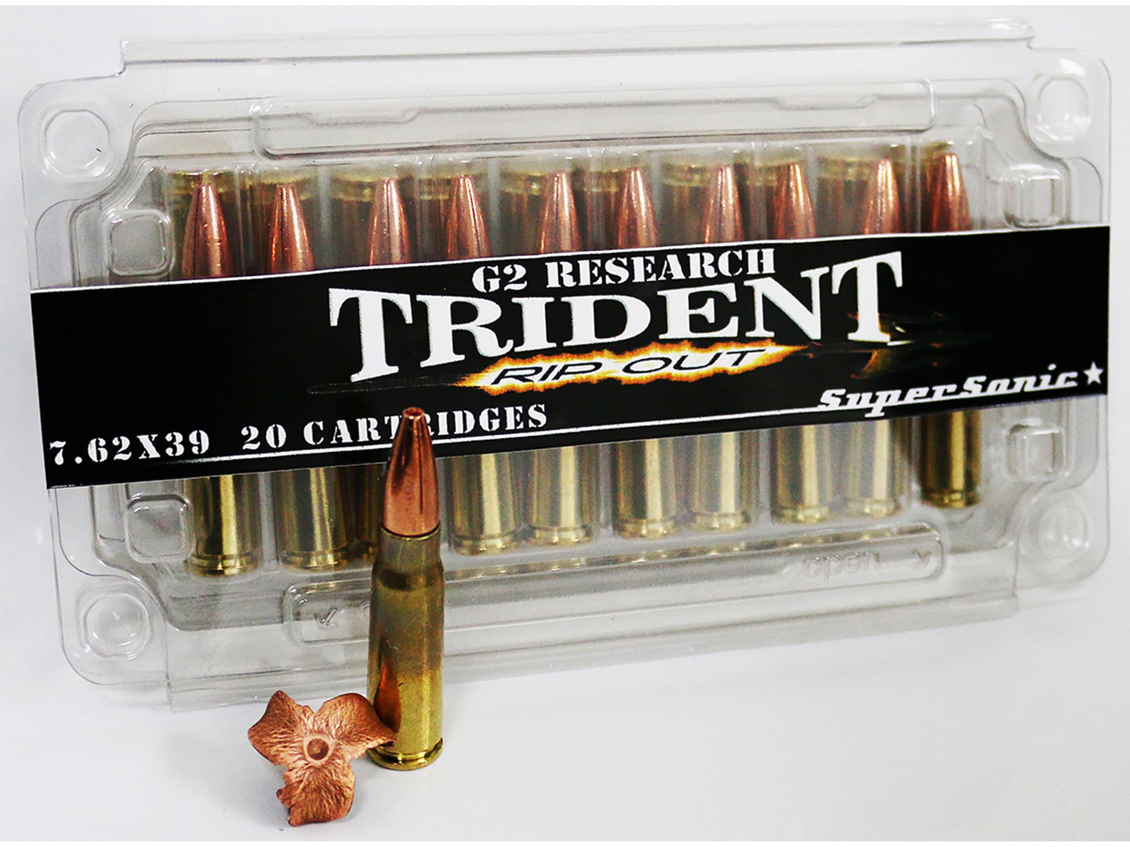 G2 Research RIP-OUT Trident 7.62x39mm Ammo 124 Grain Solid Hollow