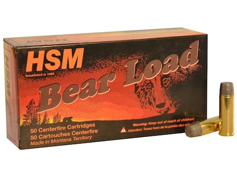 HSM Bear Ammo 45 Colt (Long Colt) +P 325 Grain Lead Wide Flat Nose Gas