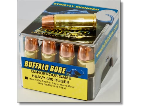 Buffalo Bore Dangerous Game Ammo 480 Ruger 330 Grain Lehigh Mono-Metal