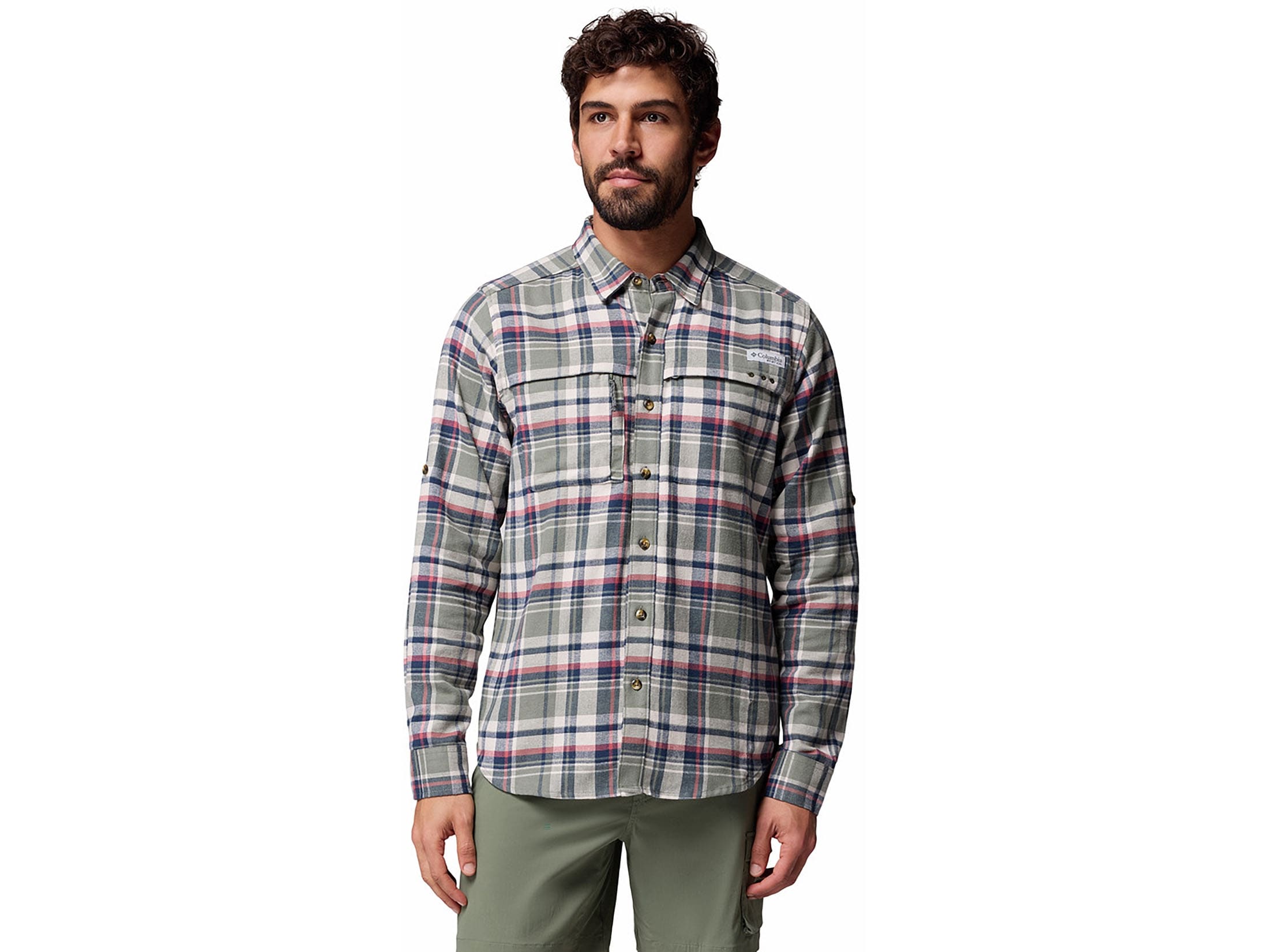 Columbia Men's Wild Cast Shirt Rosewood Backwater Tartan Medium