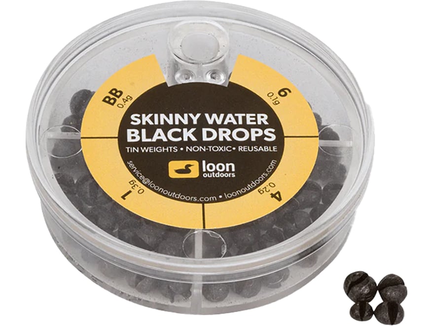 Loon Tin Drops Skinny Water Split Shot Assortment 4 Sizes Black