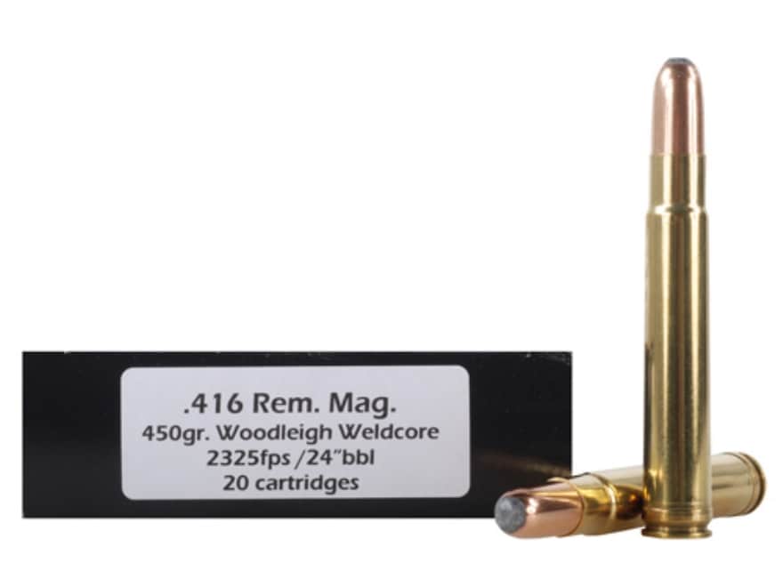 DoubleTap 416 Remington Mag Ammo 450 Grain Woodleigh Weldcore Jacketed