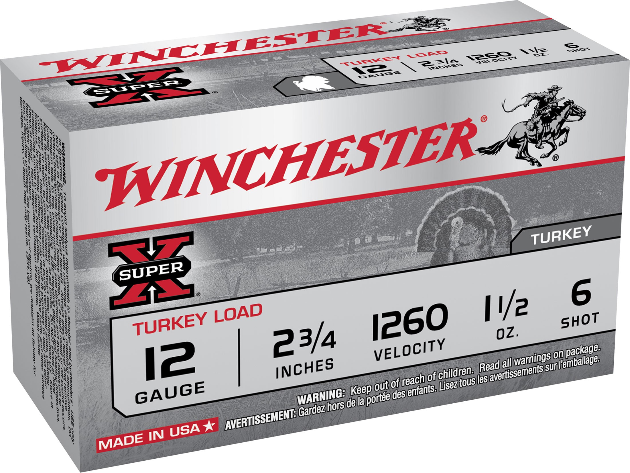 Winchester Super-X Turkey 12 Ga Ammo 2-3/4 #6 Copper Plated Lead Shot
