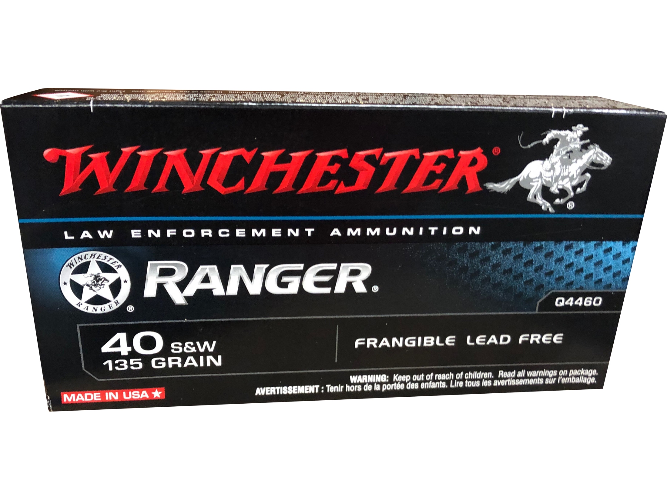 Winchester Ranger Law Enforcement 40 S&W Ammo 135 Grain Frangible Flat