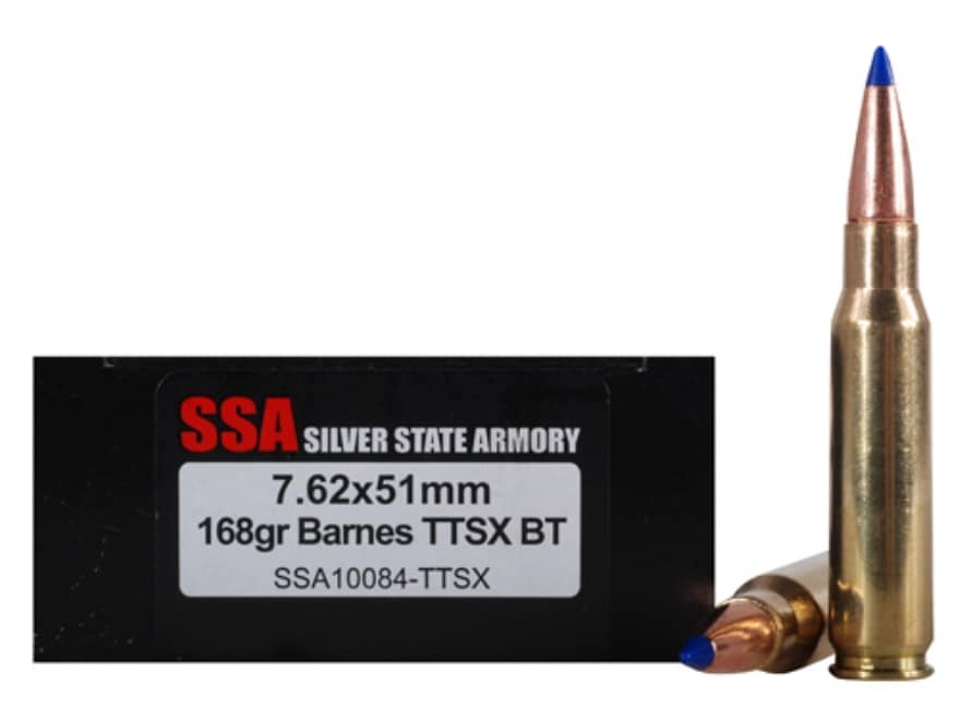 Silver State Armory Ammo 7.62x51mm NATO 168 Grain Barnes Tipped