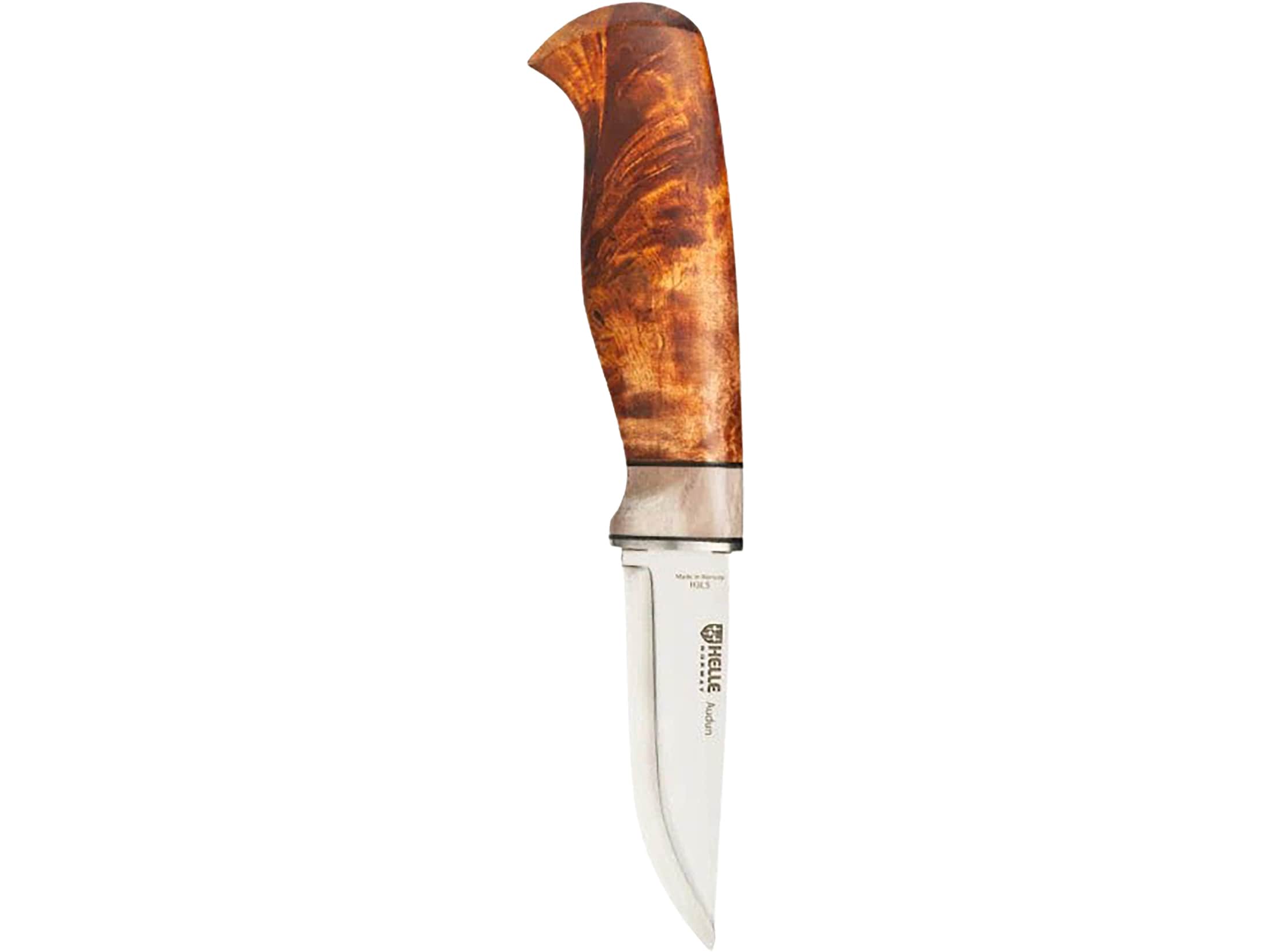 Helle Audun Fixed Blade Knife 3.46 Drop Point H3LS Satin Blade Birch