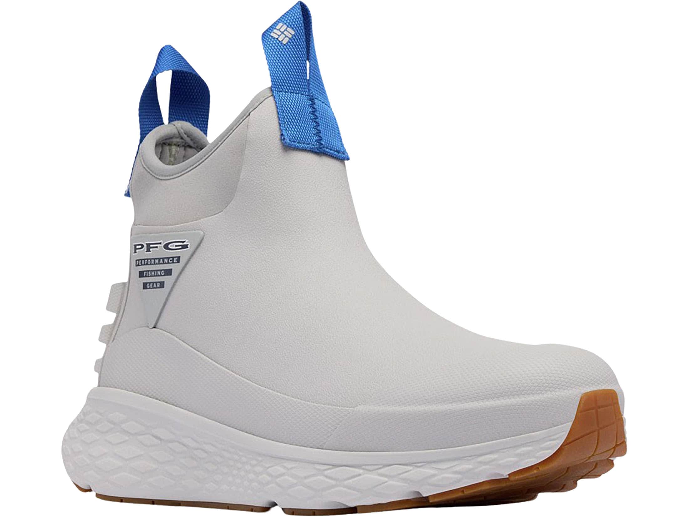 Columbia PFG Pro Sport Deck Boots Rubber Gray Ice/Vivid Blue Men's 12