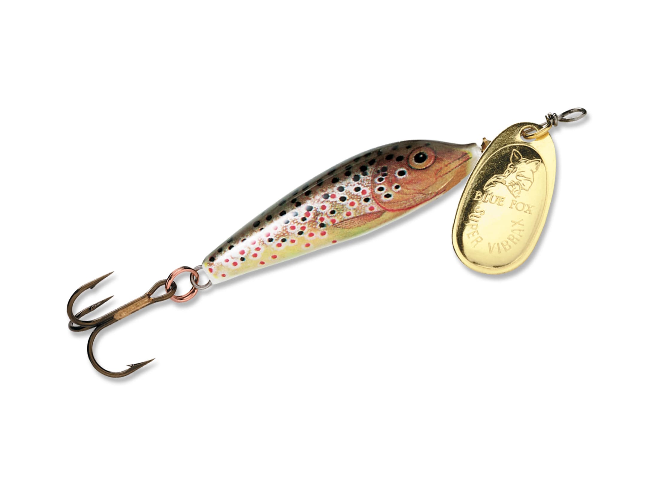 Blue Fox Vibrax Minnow Spin Inline Spinner Brown Trout/Gold
