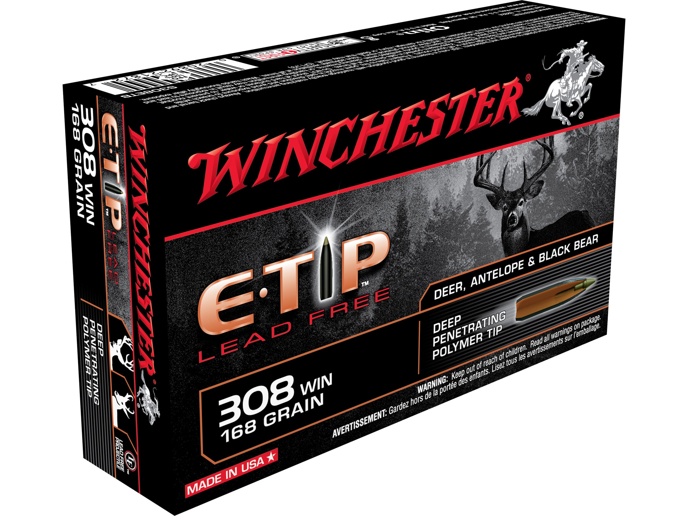 Winchester 308 Winchester Ammo 168 Grain Winchester E-Tip Polymer Tip