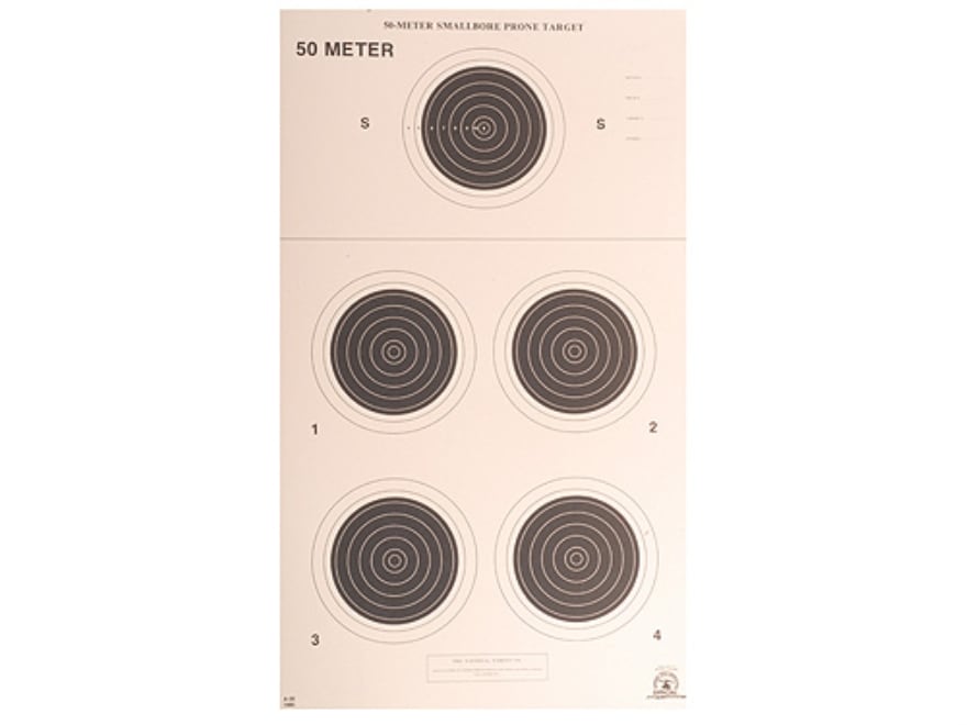 NRA Official Smallbore Rifle Targets A-26 50-Meter Prone Paper 100PK