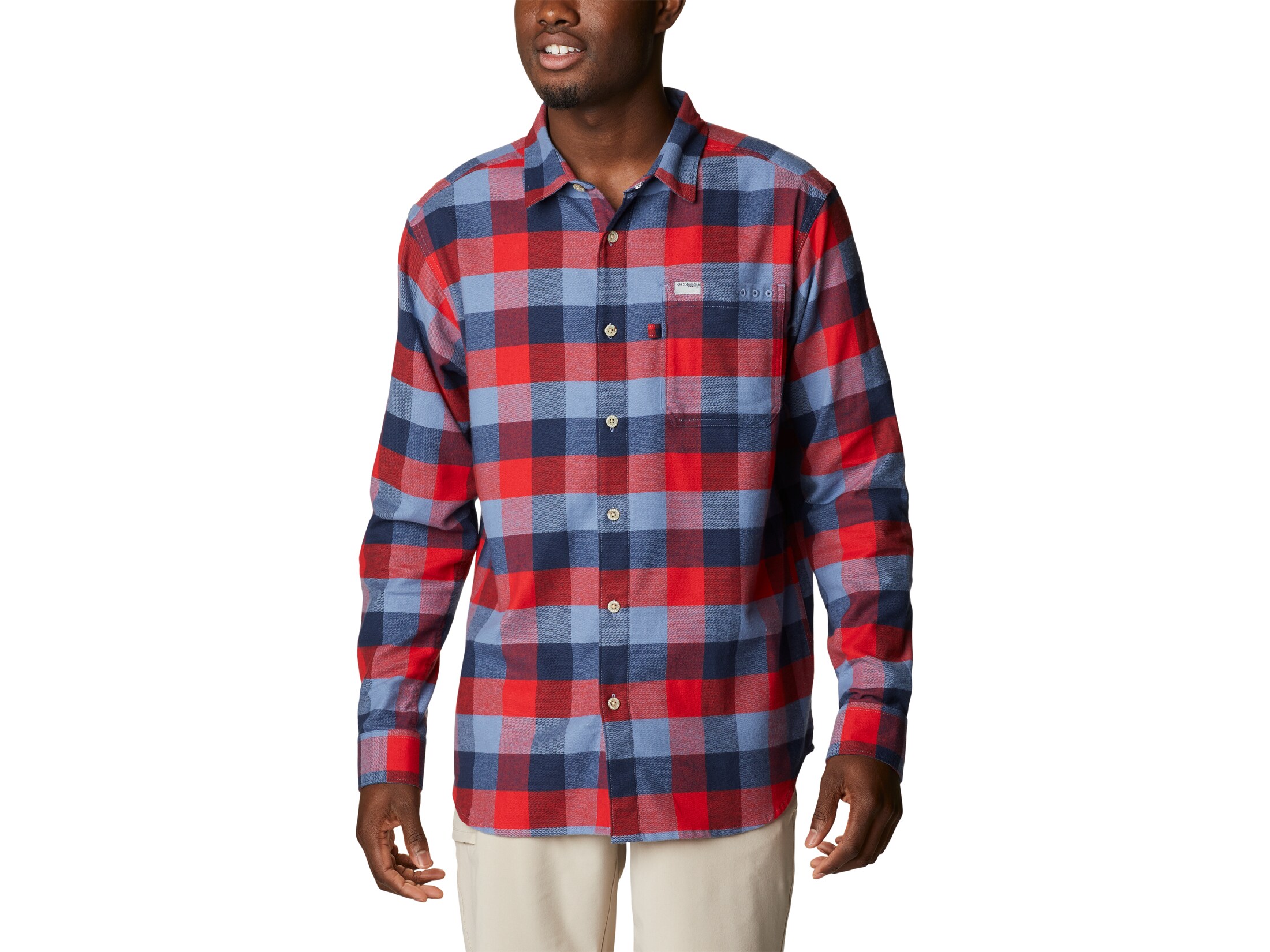 Columbia Men's Slack Tide Flannel Shirt Red Spark Multi Check XL