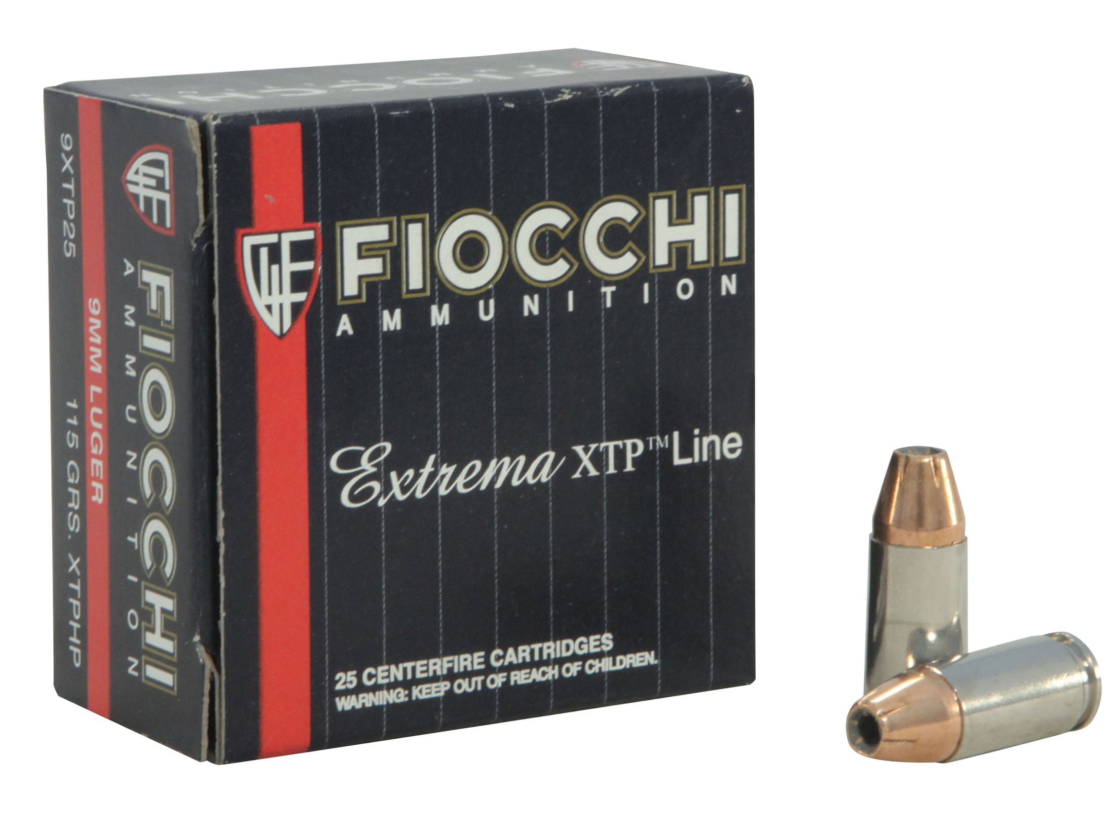 Fiocchi Extrema 9mm Luger Ammo 115 Grain Hornady XTP Jacketed Hollow
