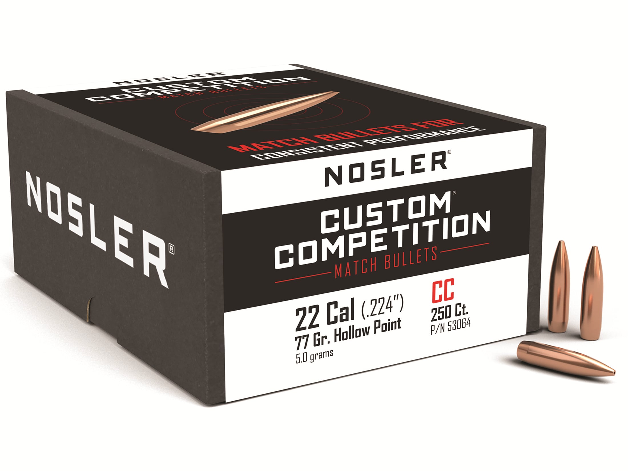 Nosler Factory Second 22 Cal (224 Diameter) Bullets 77 Grain Jacketed