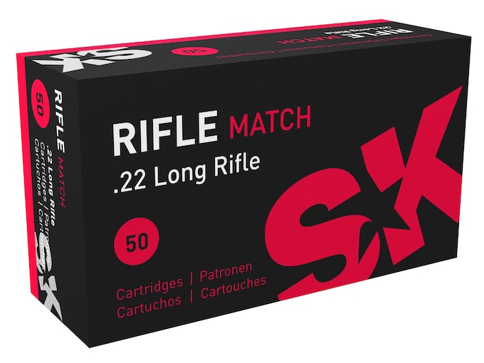 SK Rifle Match Ammo 22 Long Rifle 40 Grain Lead Round Nose Box of 500