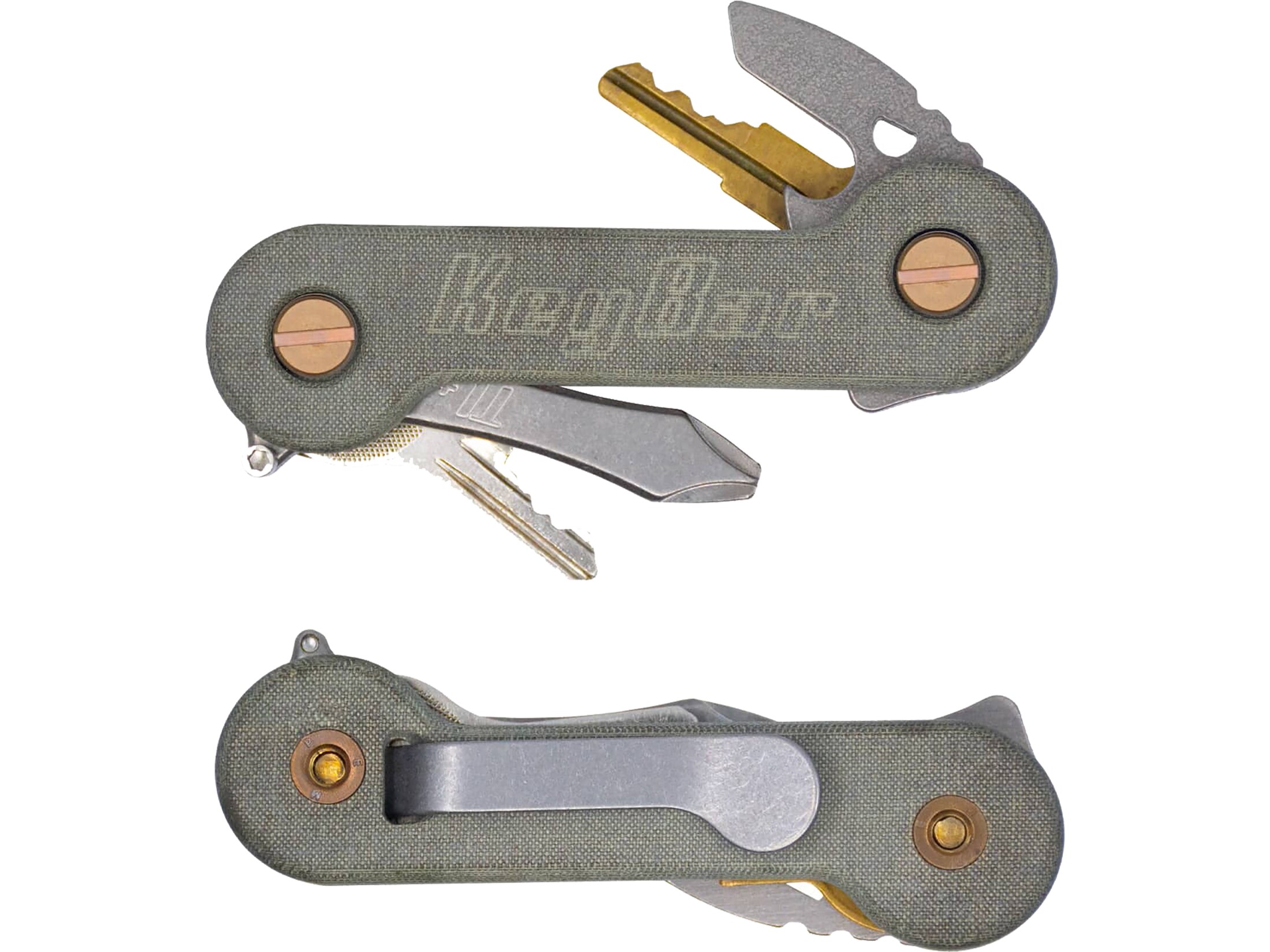 KeyBar Green Linen Micarta Key Tool Organizer