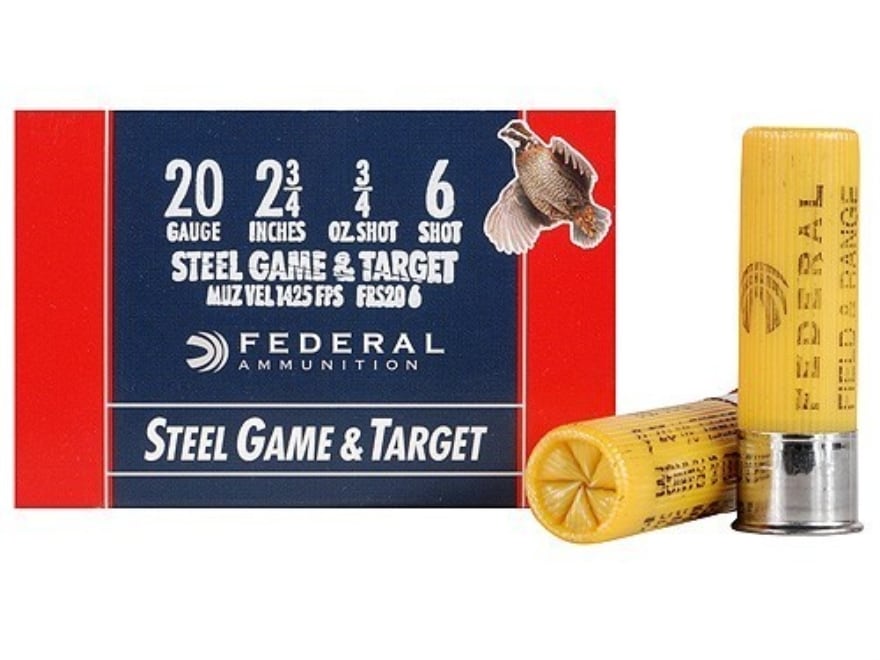 Federal Game & Target 20 Ga Ammo 2-3/4 #6 Steel Shot 3/4oz Case of 250