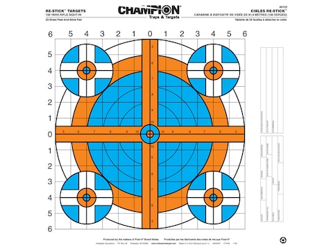 Champion Re-Stick 100 Yard Rifle Sight-In Self-Adhesive Targets 16 x