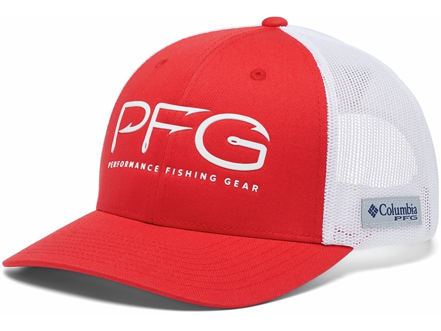 Columbia Men's PFG Hooks Mesh Snap Back Cap Red Spark/White One Size