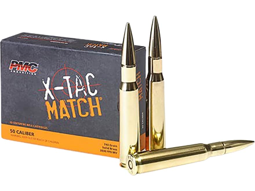 PMC X-Tac Match 50 BMG Ammo 740 Grain Solid Lead Free Box of 10