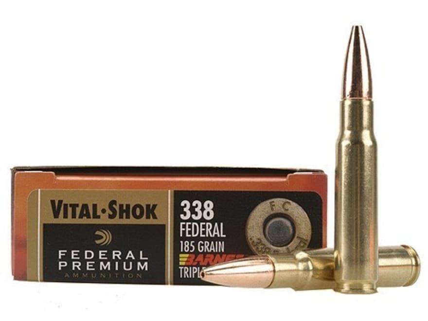 Federal Premium Vital-Shok Ammo 338 Federal 185 Grain Barnes