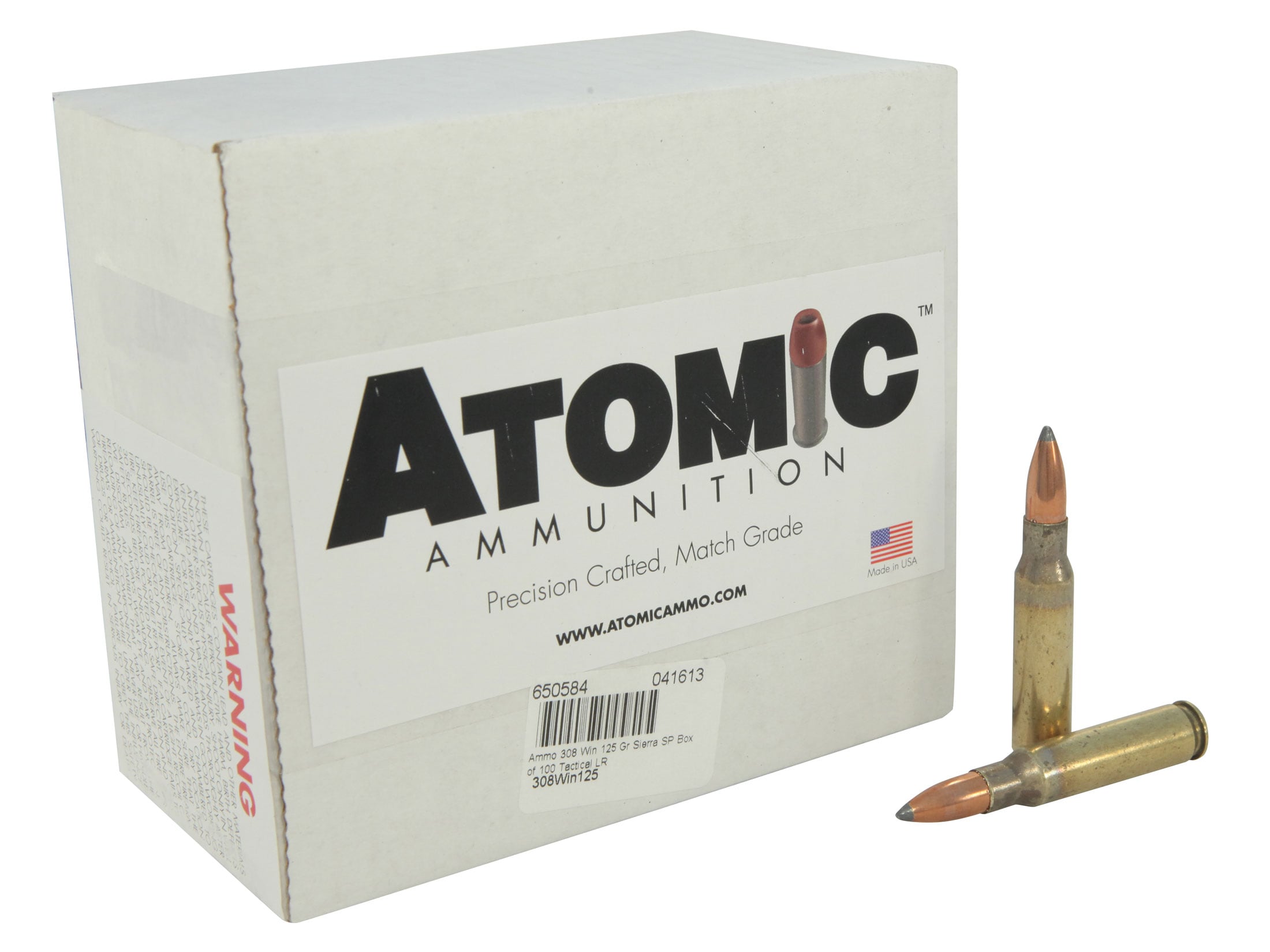 Atomic Tactical Low Recoil Ammo 308 Winchester 125 Grain Sierra Soft