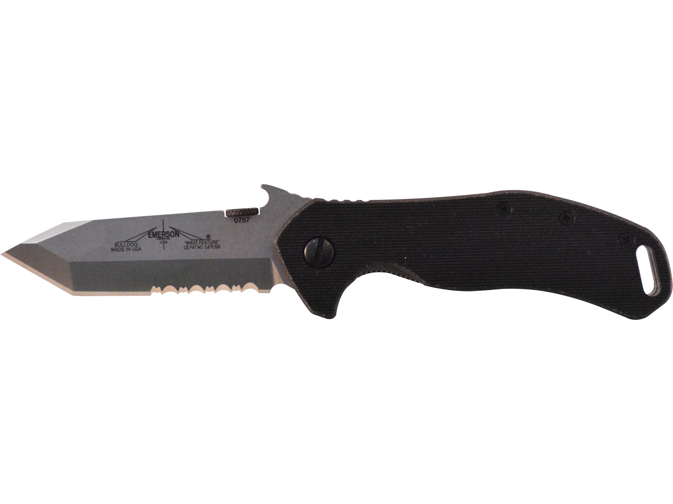 Emerson Big Bulldog Folding Knife 3.7 Stonewash Serrated Tanto Point