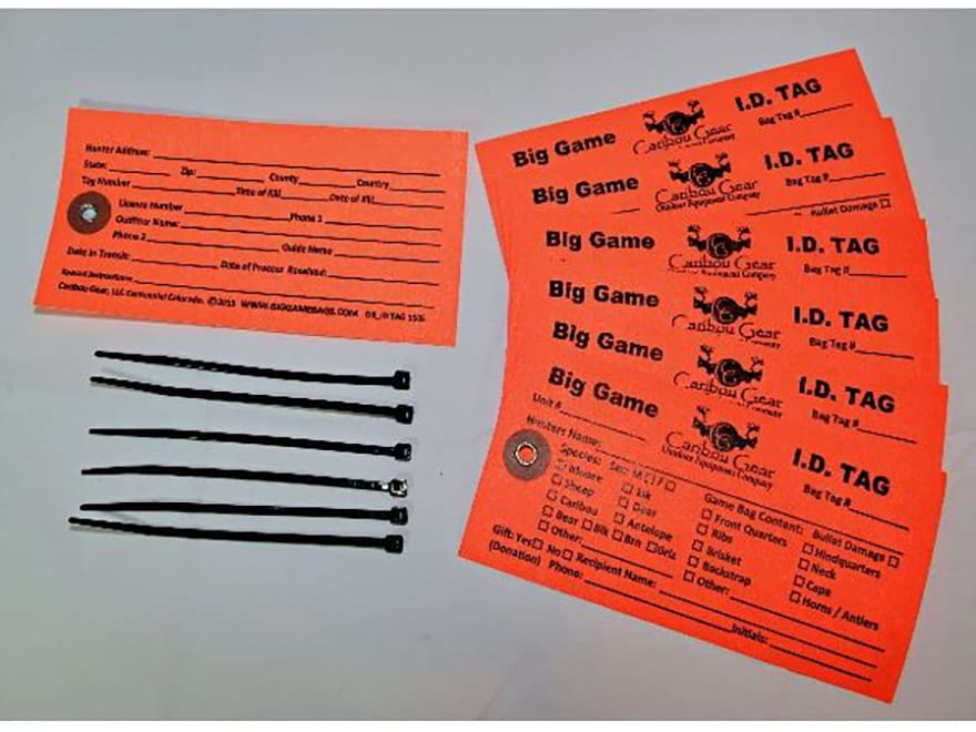 Caribou Gear Big Game Meat Bag ID Tags Orange
