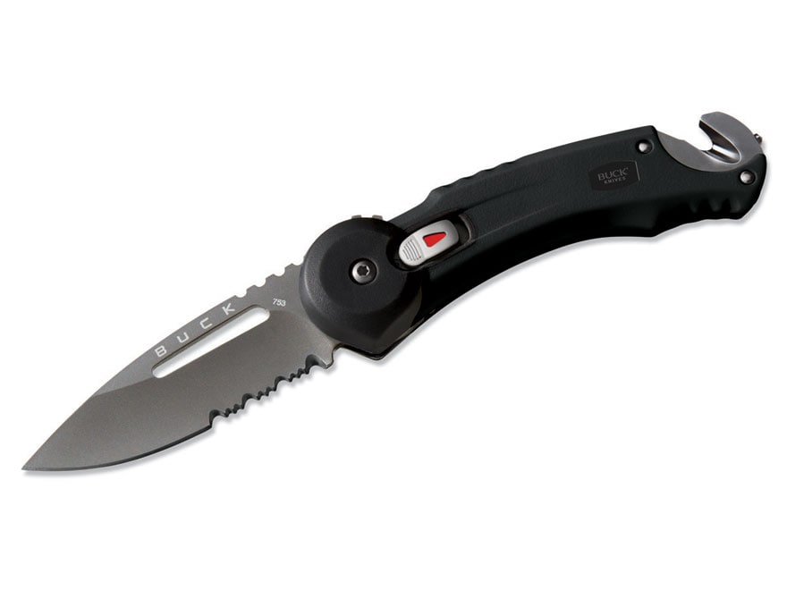 Buck 753 RedPoint Rescue Folding Knife 2-3/4 Serrated Drop Point 420HC