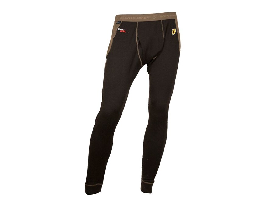 ScentBlocker Men's Midweight Wool Base Layer Pants Merino Wool Brown