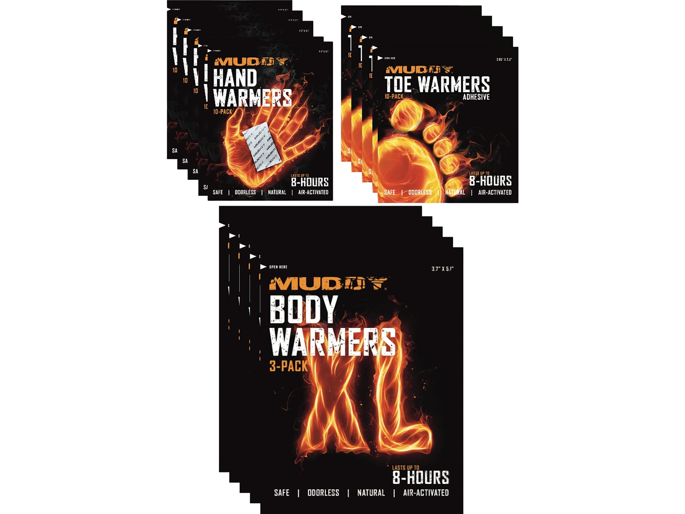 Muddy Outdoors Warmer Bulk Pack Hand Warmers, Toe Warmers, Body