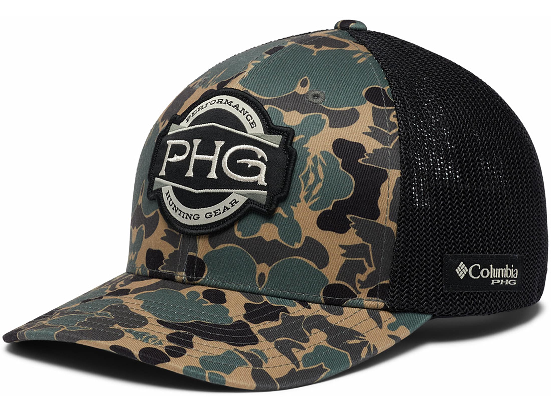 Columbia Mens PHG Antlers Mesh Hat Large/XL Cordovan Duck Camo/Black