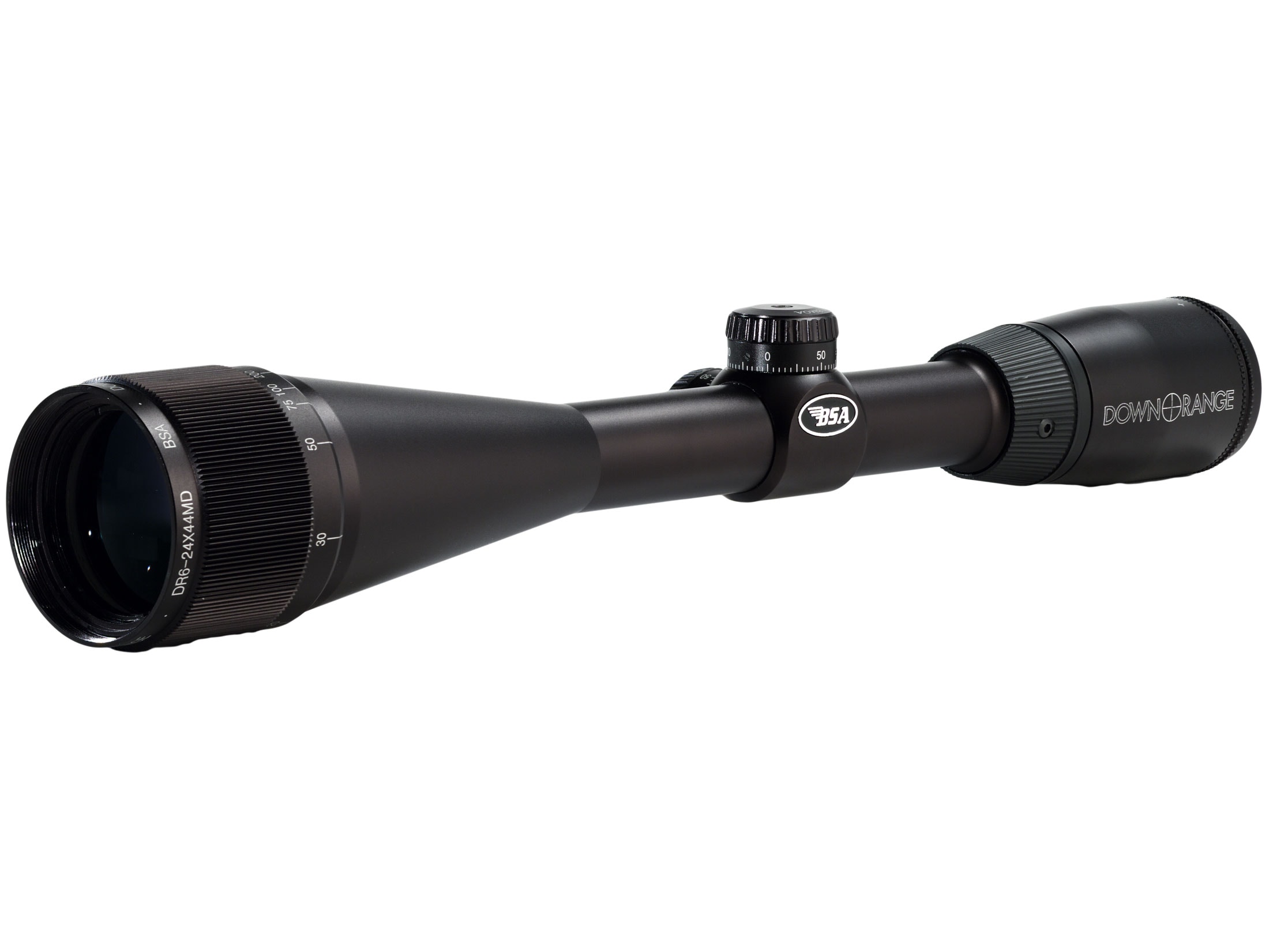 BSA Downrange Rifle Scope 6-24x 44mm Adjustable Objective 1/8 MOA Dot