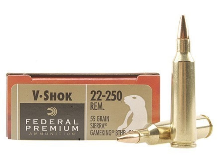 Federal Premium V-Shok Ammo 22-250 Remington 55 Grain Sierra GameKing