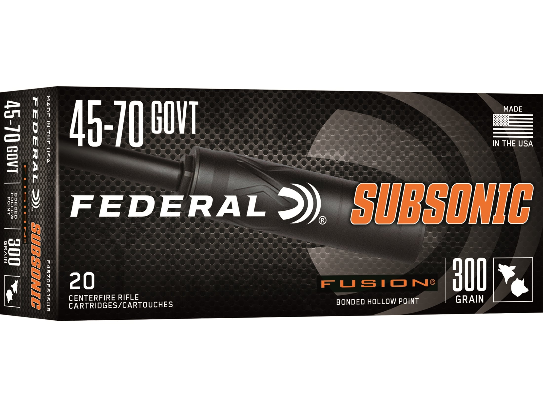 Federal Premium Fusion Subsonic 45-70 Government Ammo 300 Grain