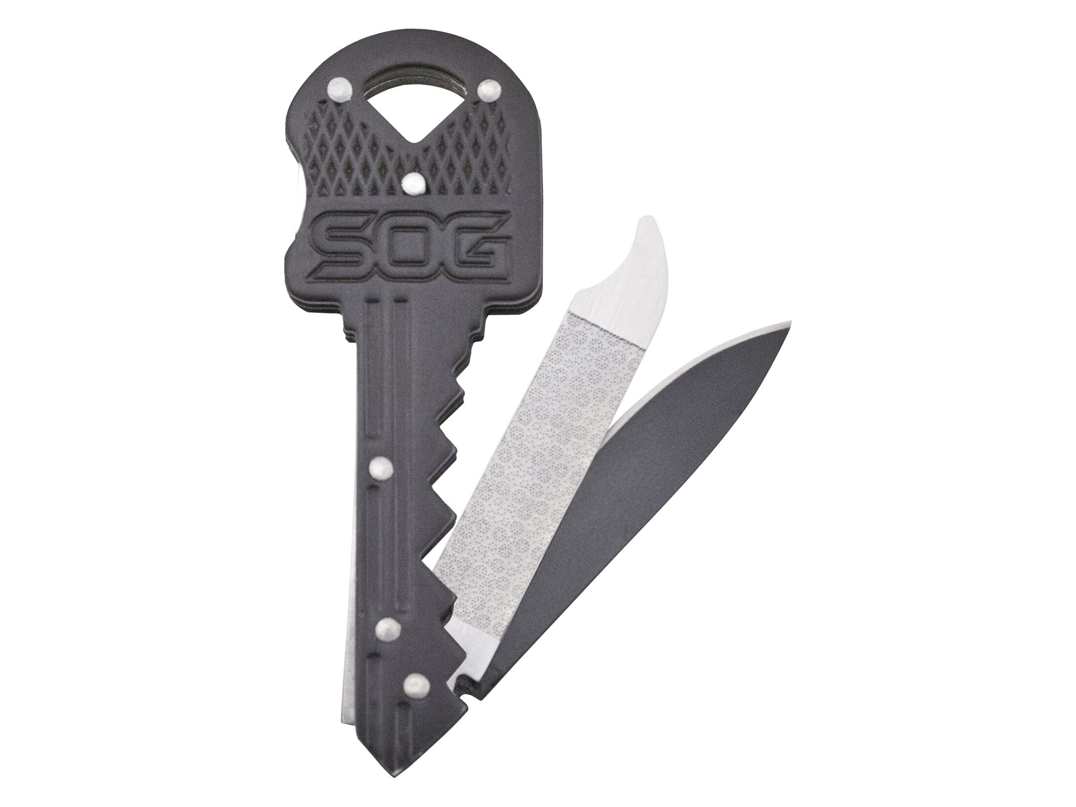 SOG Double Key Folding Knife 1.5 Drop Point 5CR13 Black SS Blade