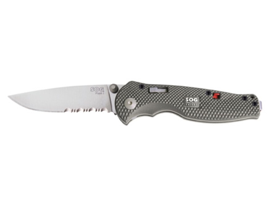 SOG Flash I Assisted Opening Tactical Folding Knife 2.5 Serrated Drop