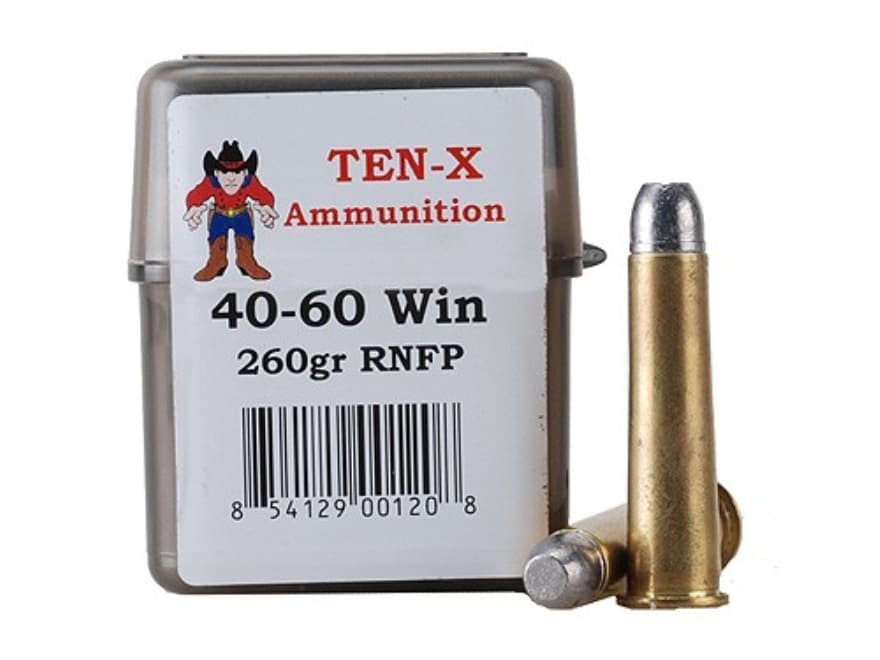 Ten-X Cowboy Ammo 40-60 WCF 260 Grain Lead Round Nose Flat Point Box
