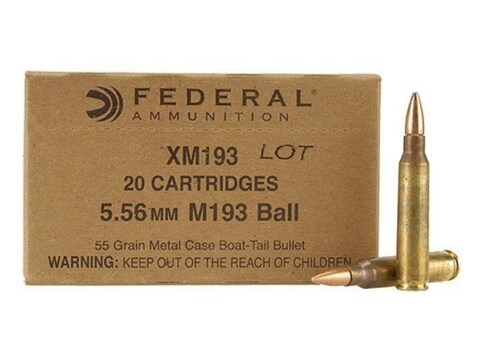 Federal Ammo 5.56x45mm NATO 55 Grain XM193 Full Metal Jacket Boat Tail