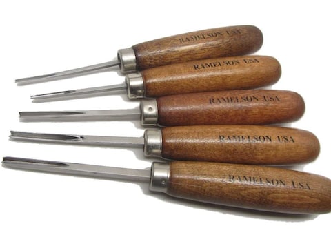 Ramelson Veiner Line V U Checkering 5-Piece Wood Carving Tool Set