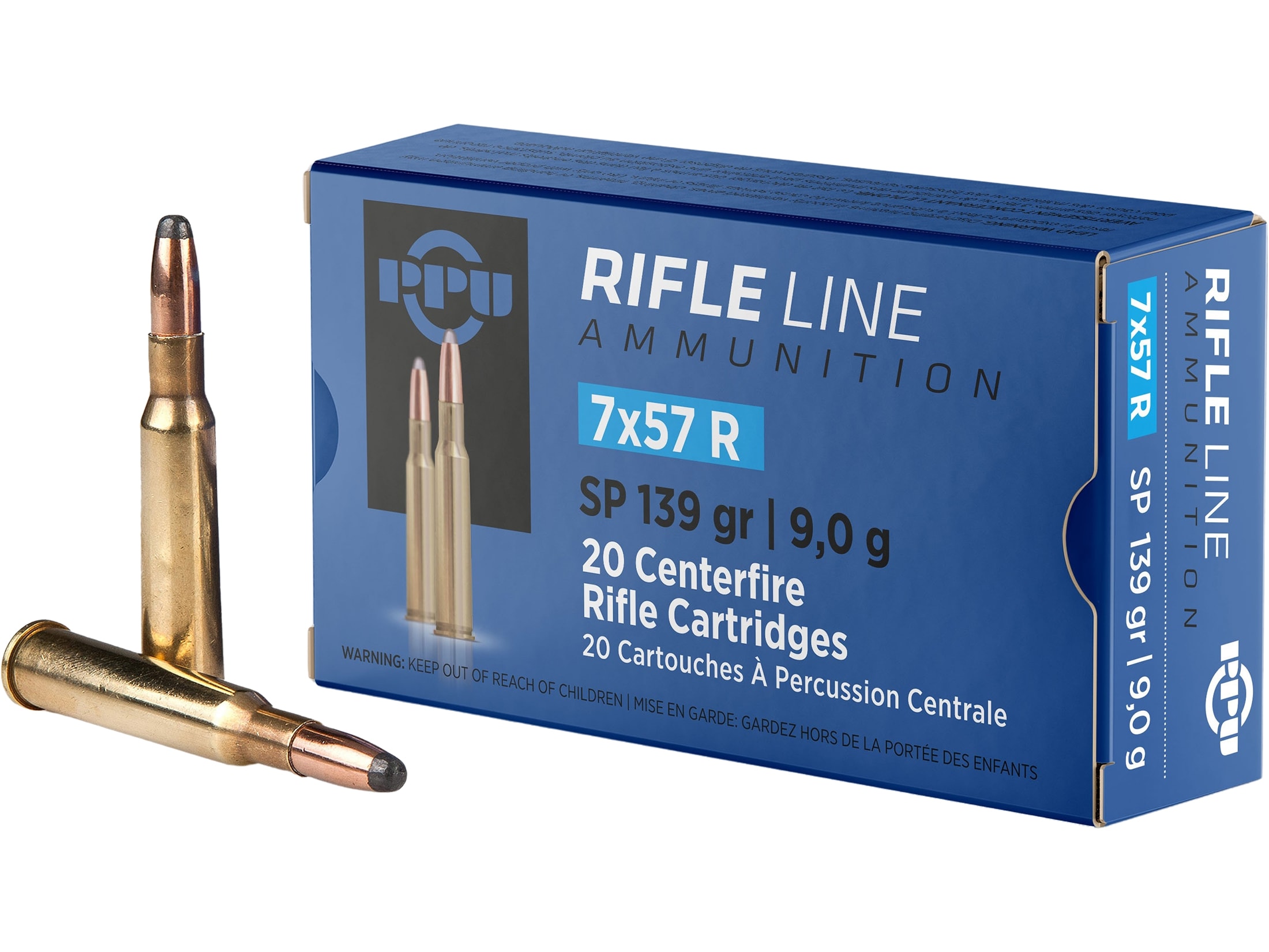 PPU 7x57mm Rimmed Ammo 139 Grain Jacketed Soft Point Box of 20