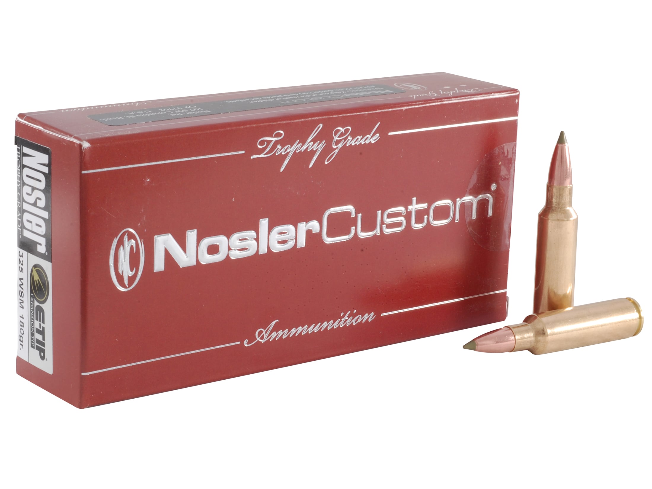 Nosler Trophy Grade 325 Winchester Short Mag (WSM) Ammo 180 Grain