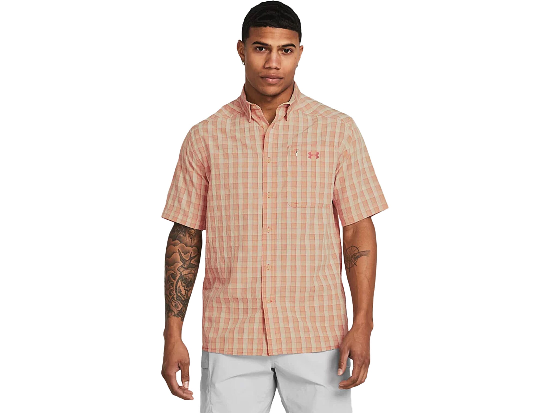 Under Armour Men's Drift Tide 2.0 Plaid Short Sleeve Shirt Marine OD