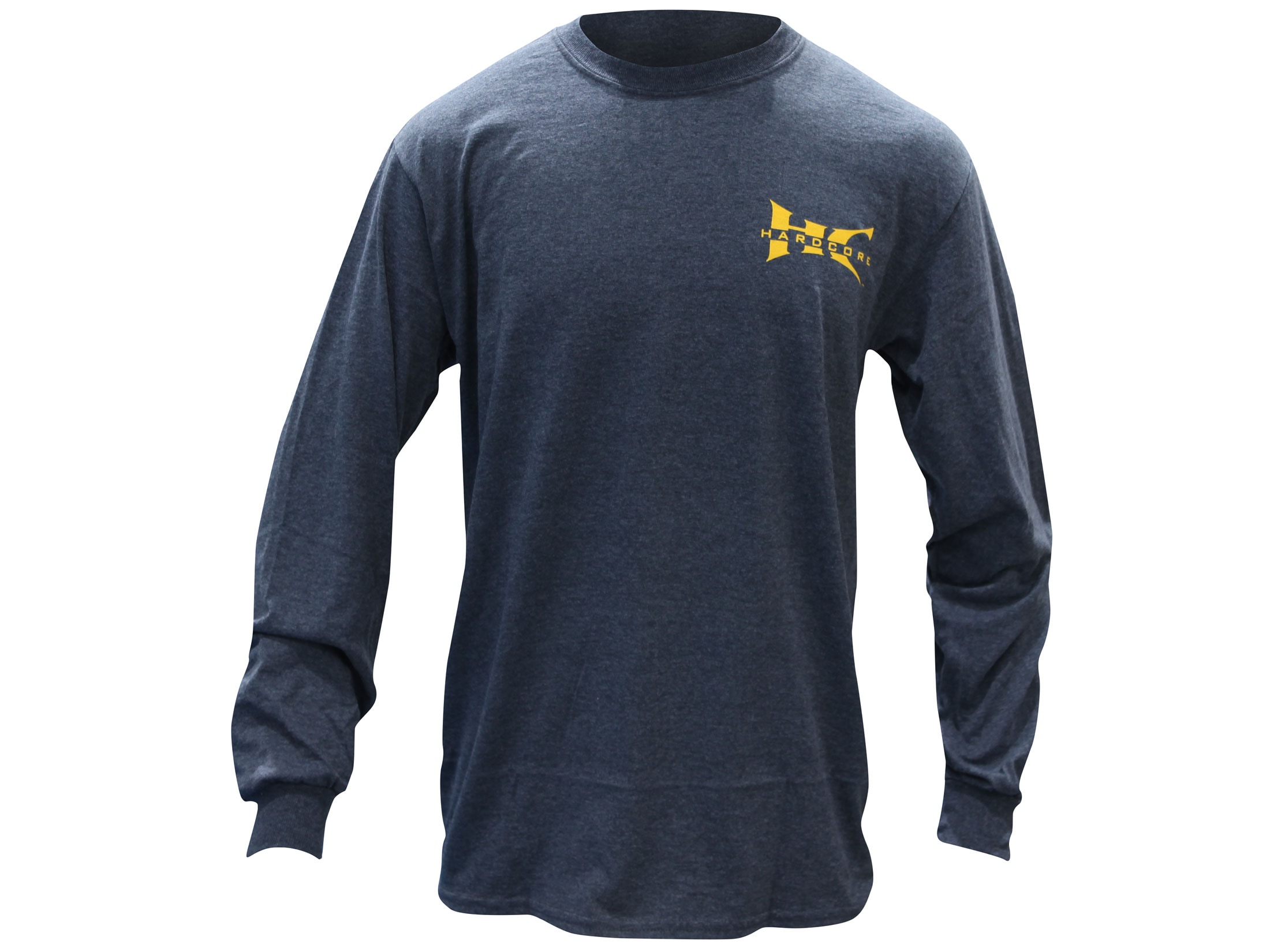 Hard Core Men's Plated Dog Tag T-Shirt Long Sleeve Cotton Heather