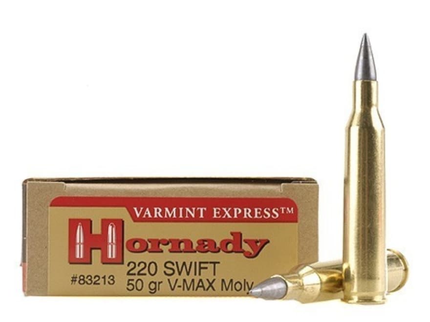 Hornady Varmint Express Ammo 220 Swift 50 Grain V-Max Moly Box of 20