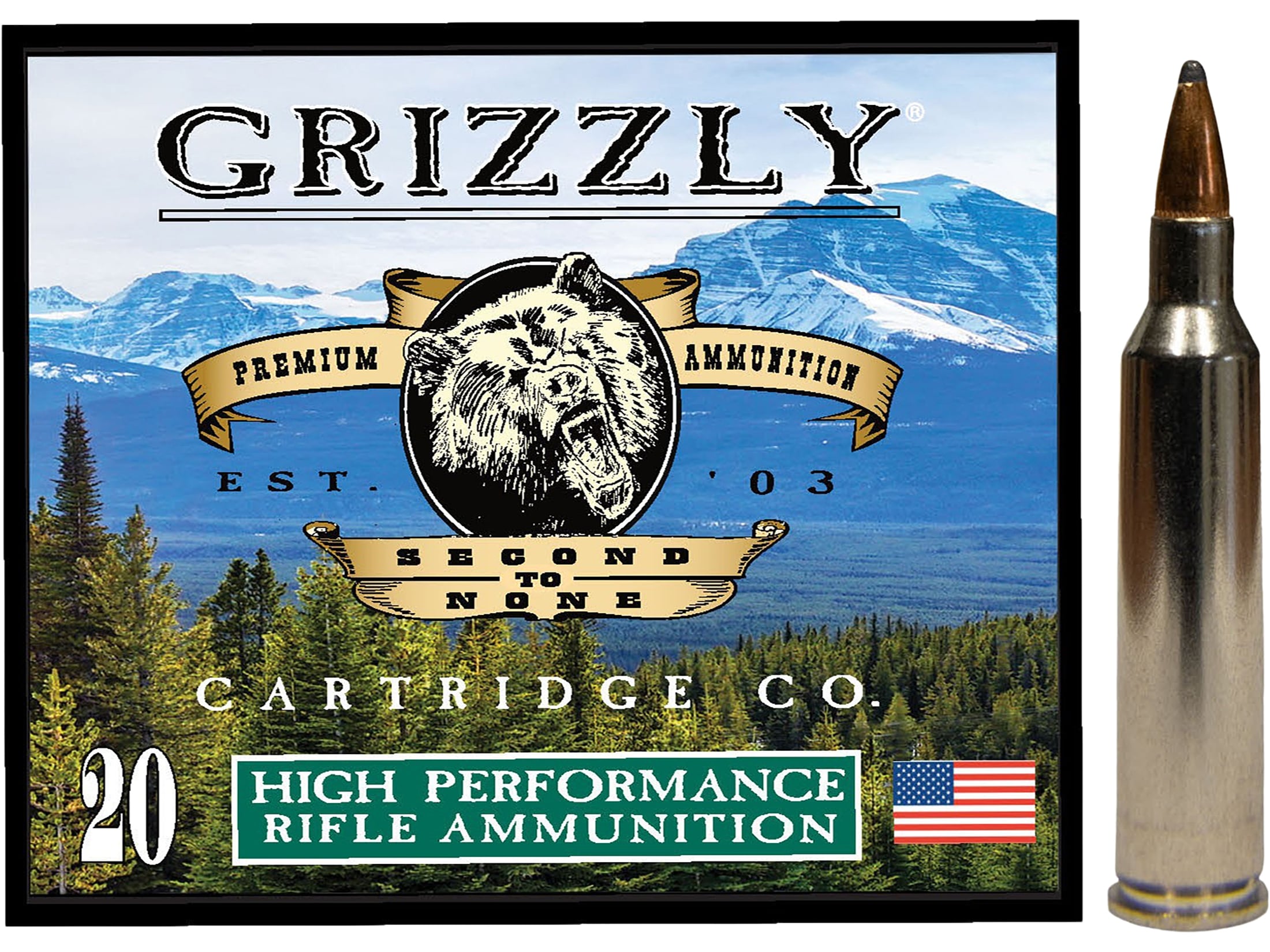Grizzly Cartridge High Performance Rifle 22-250 Remington Ammo 55